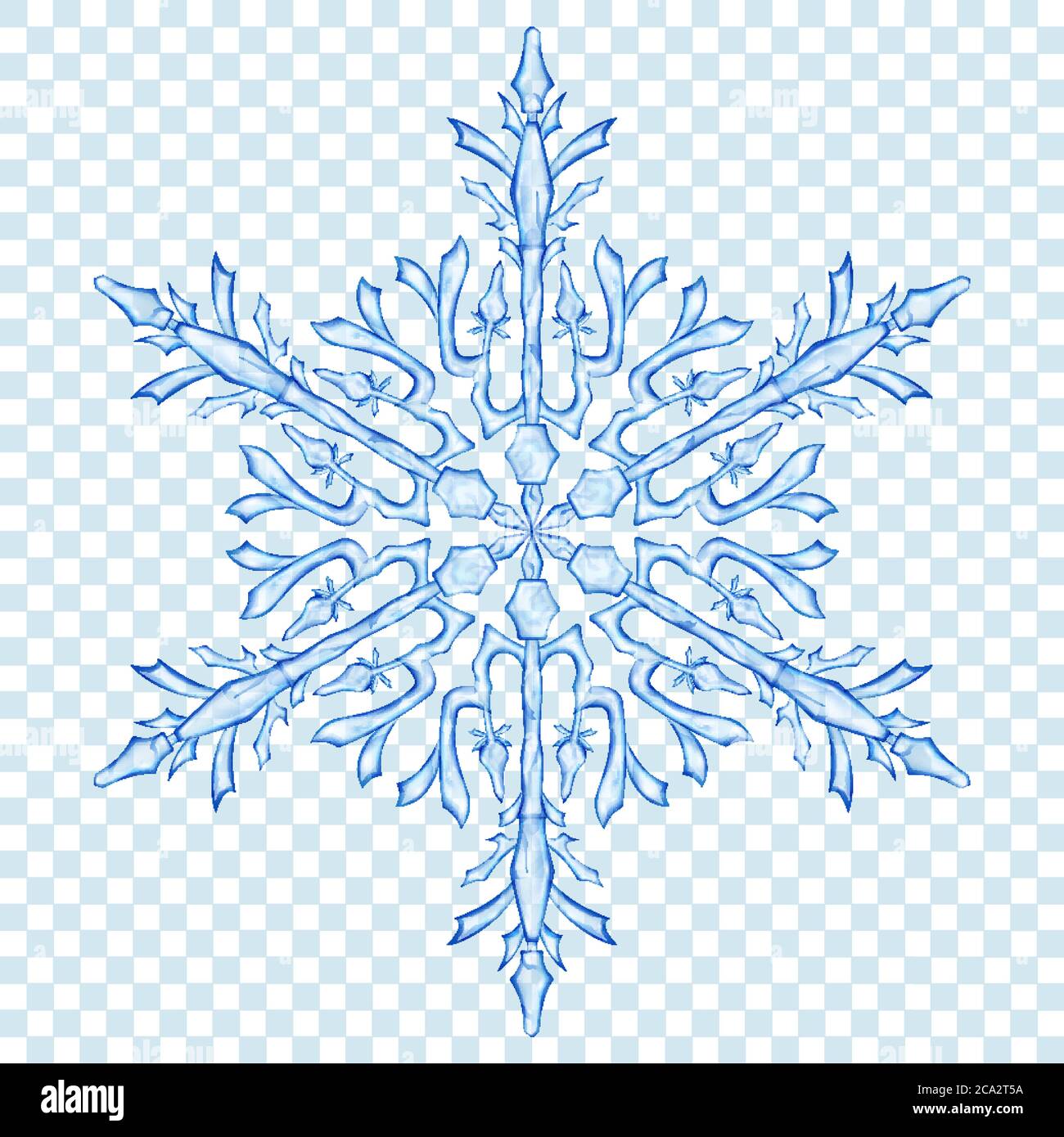 Big translucent Christmas snowflake in blue colors on transparent ...