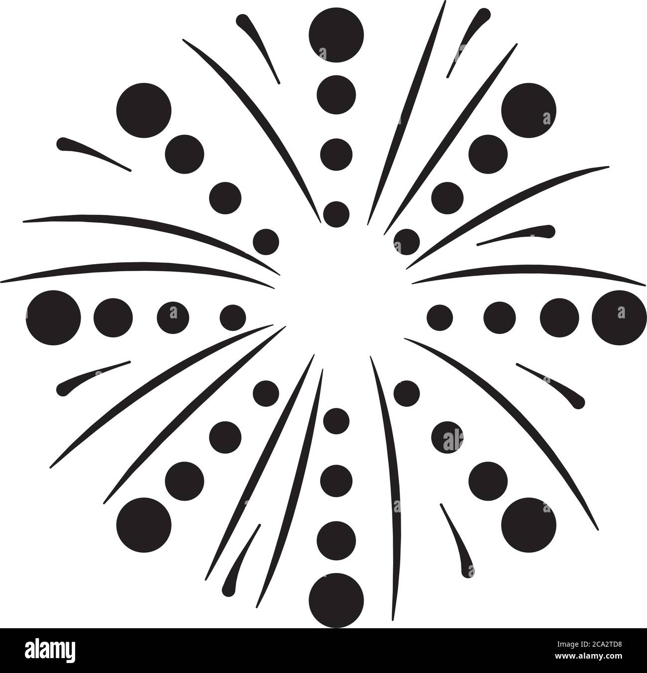 round explosion of fireworks with circles and striped over white ...