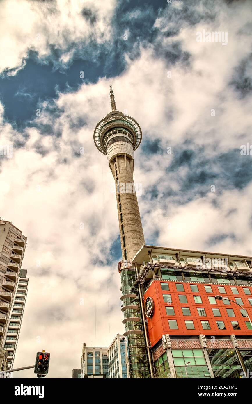AUCKLAND, NEW ZEALAND - AUGUST 26, 2018: Skytower, the famous city ...