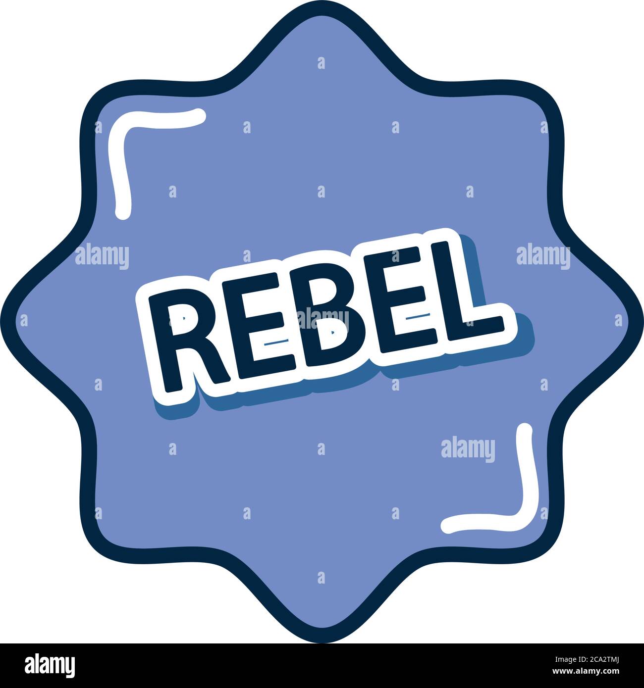 slang bubbles concept, seal stamp with rebel word icon over white ...