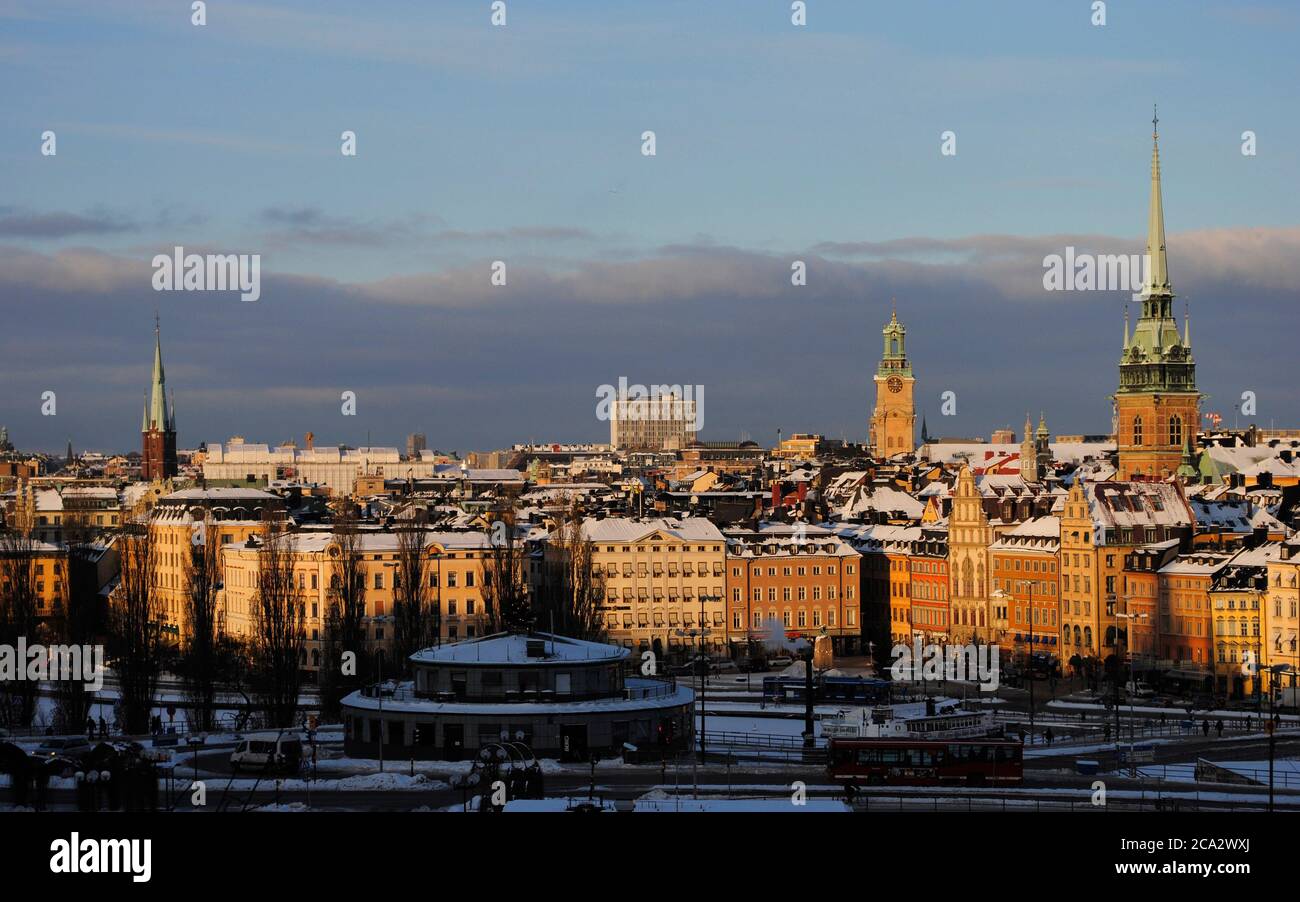 Sweden, Stockholm. Panoramic of the Old Town (Gamla Stan) and the ...