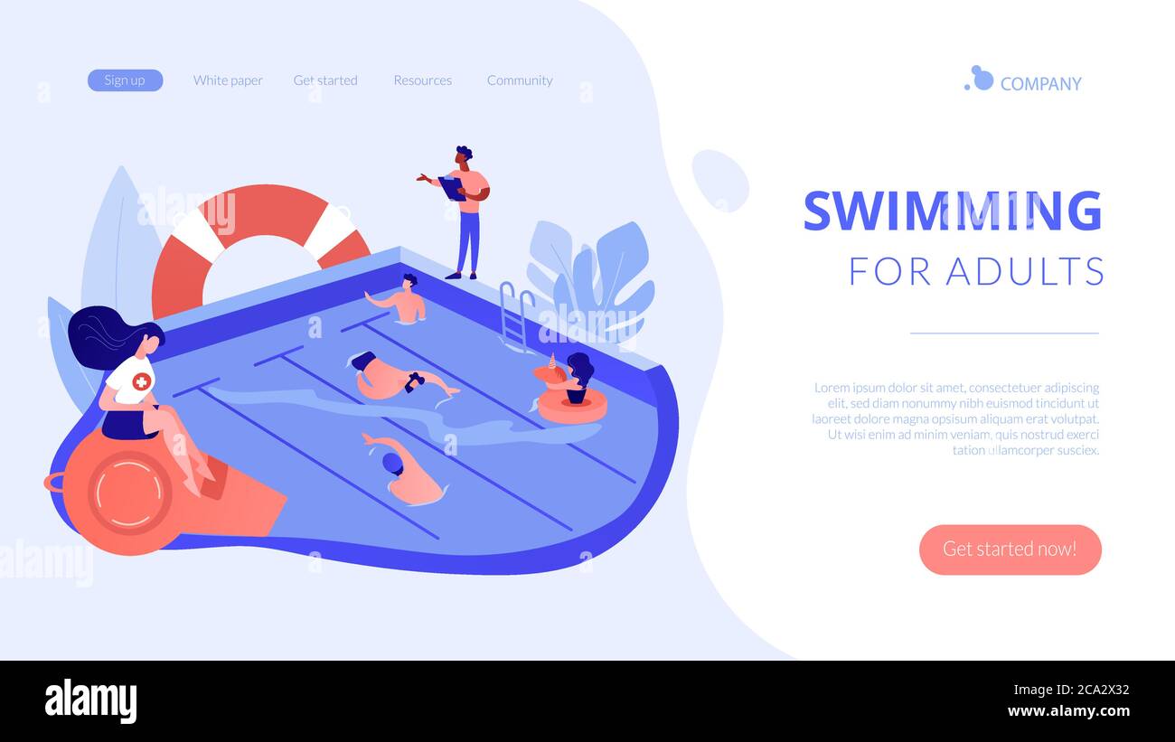 Swimming and lifesaving classes concept landing page Stock Vector Image ... Swimming and lifesaving classes concept landing page Stock Vector Image ...