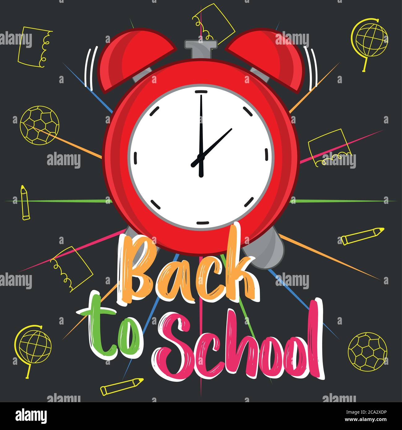 Back to school poster with a alarm clock - Vector Stock Vector Image ...