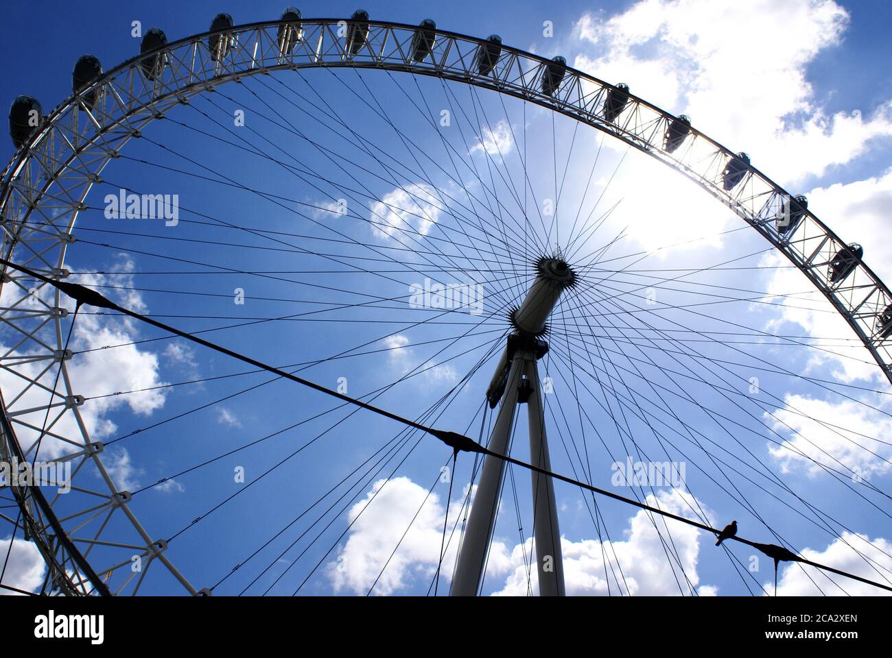 Ground view of the London Eye in a sunny blue day Stock Photo - Alamy