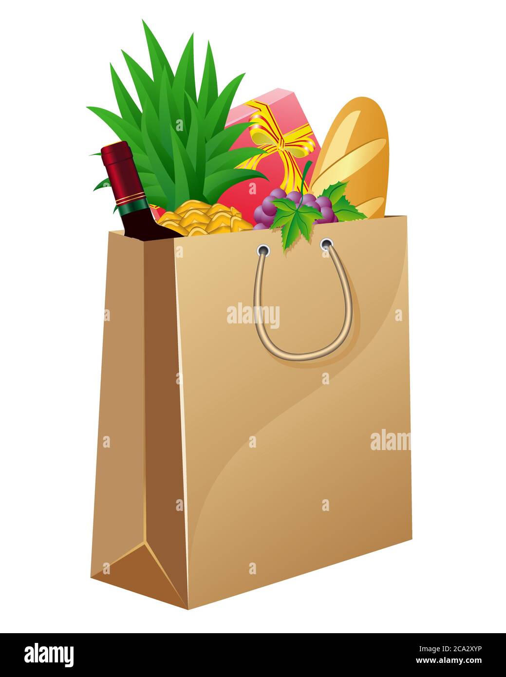 Filled Grocery Bag Cartoon