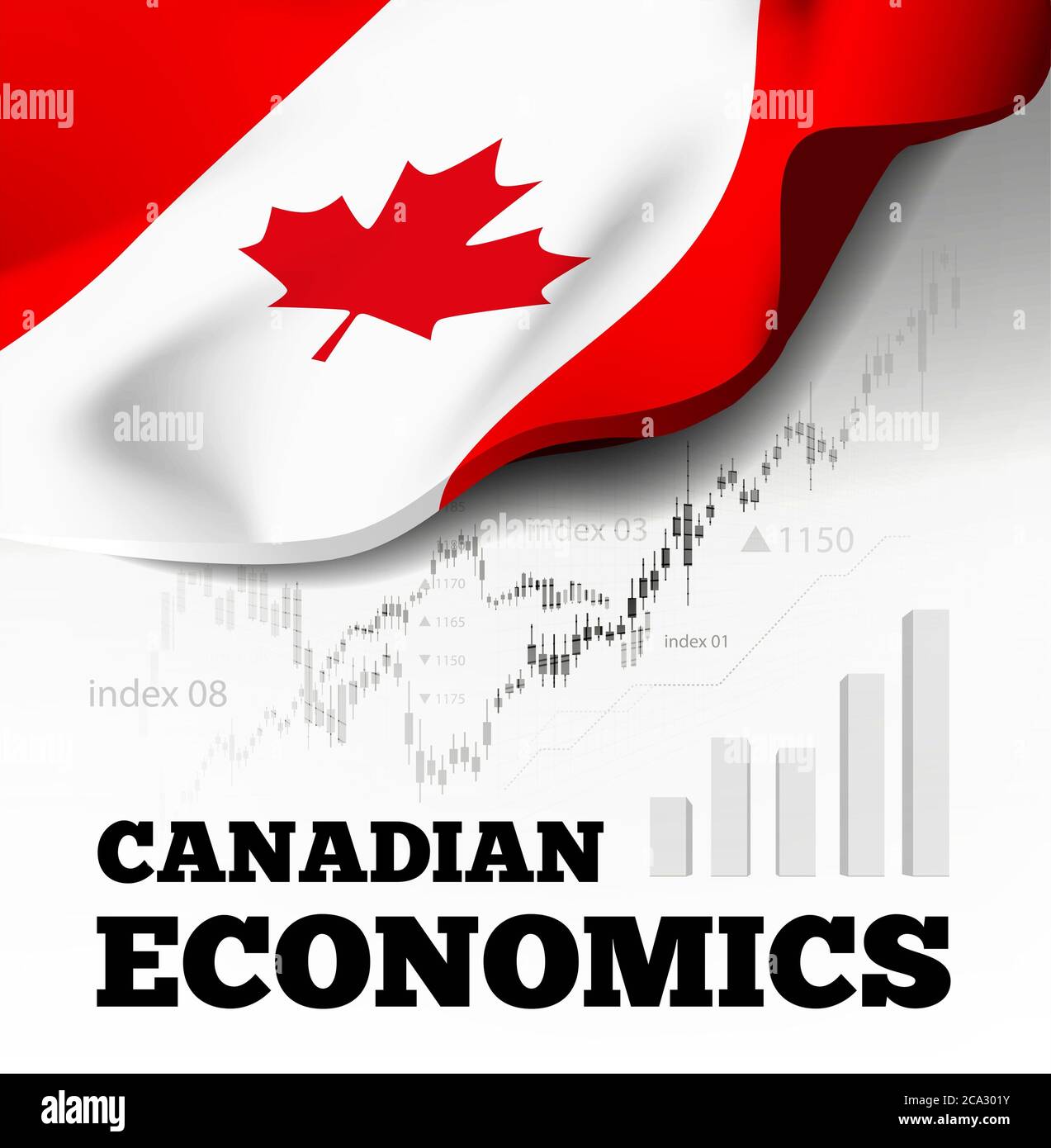 Canadian economy. Vector illustration with Canada flag on white ...