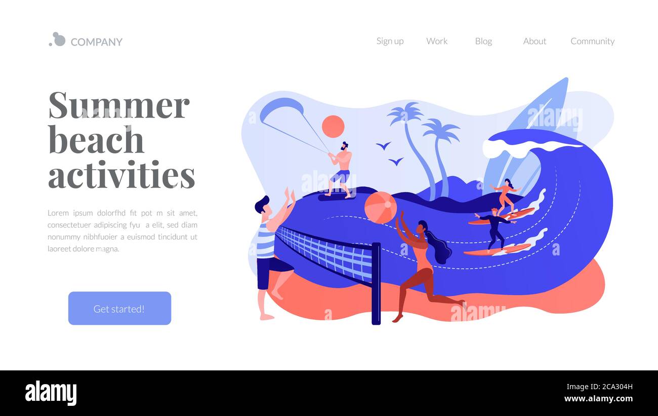 Summer beach activities concept landing page Stock Vector Image & Art ...