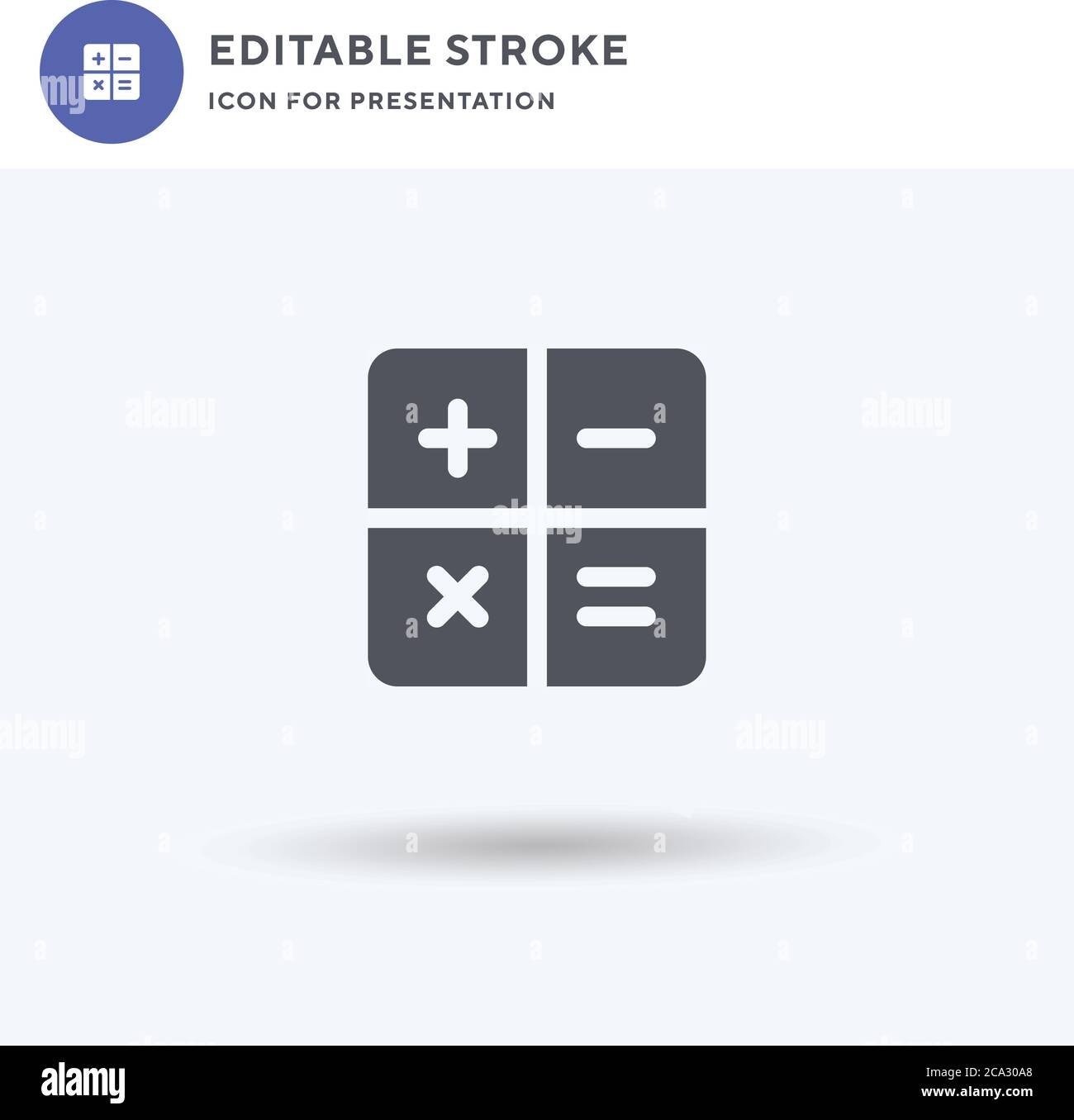 Calculate icon vector, filled flat sign, solid pictogram isolated on ...