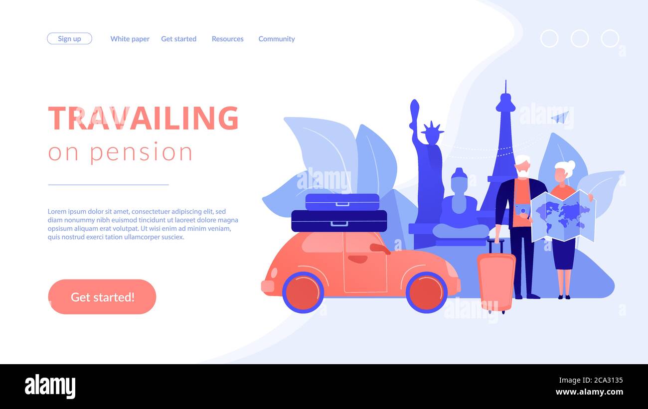 Retirement travel concept landing page Stock Vector Image & Art - Alamy