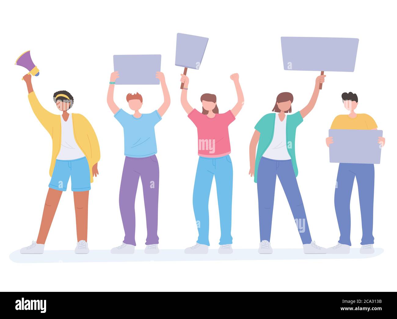 manifestation protest activists, crowd protesting people vector ...