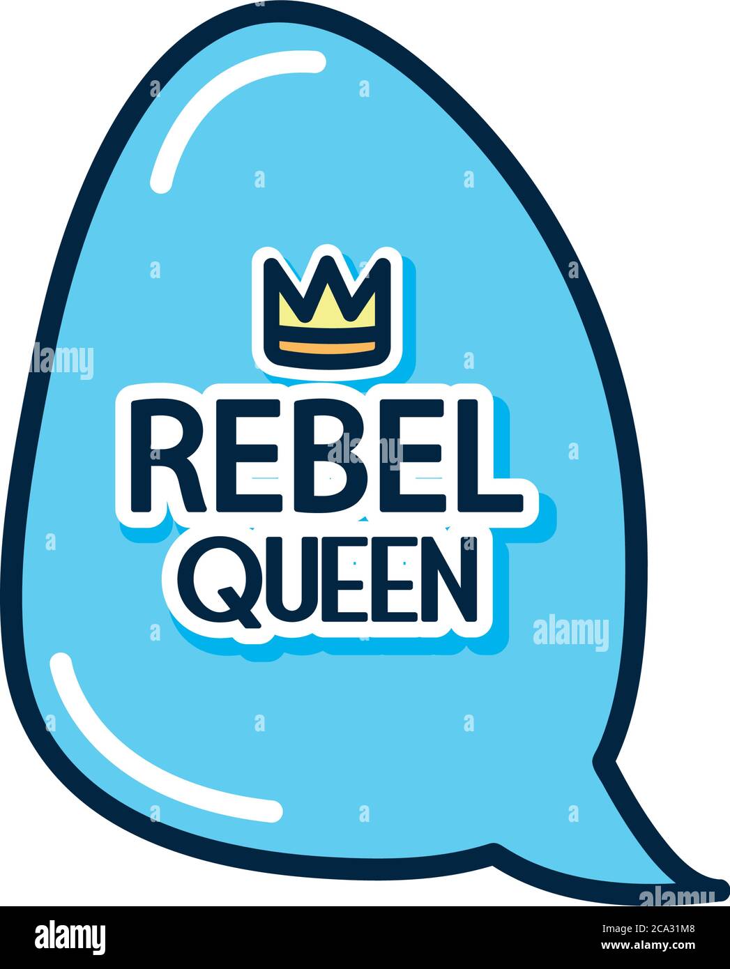 slang bubbles concept, bubble with rebel queen word and crown icon over ...