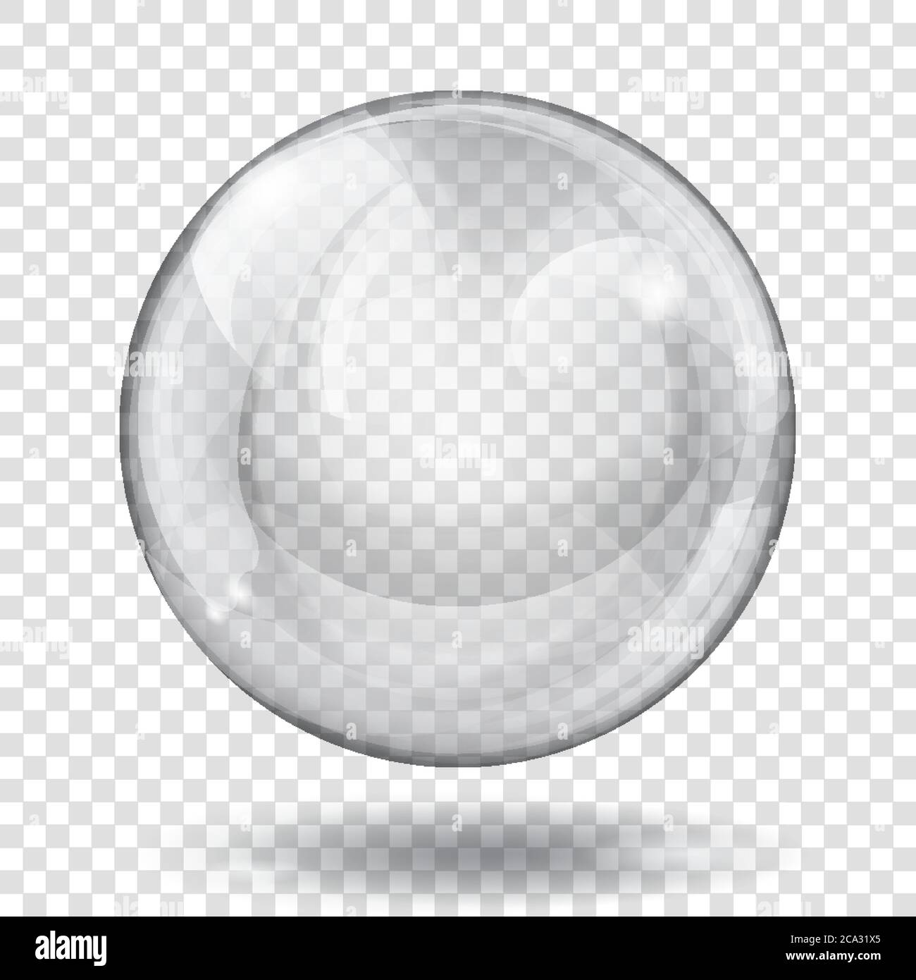 Big translucent gray sphere with glares and shadow on transparent ...
