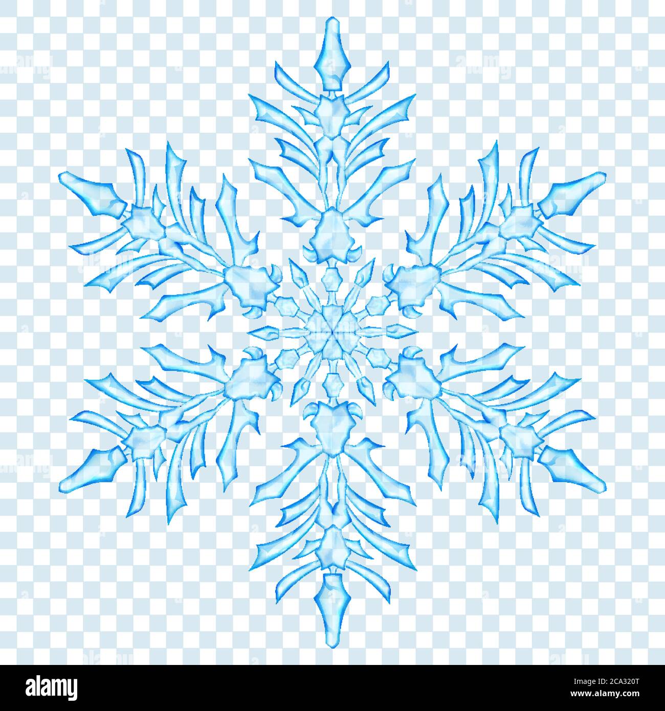 Big translucent Christmas snowflake in light blue colors on transparent ...