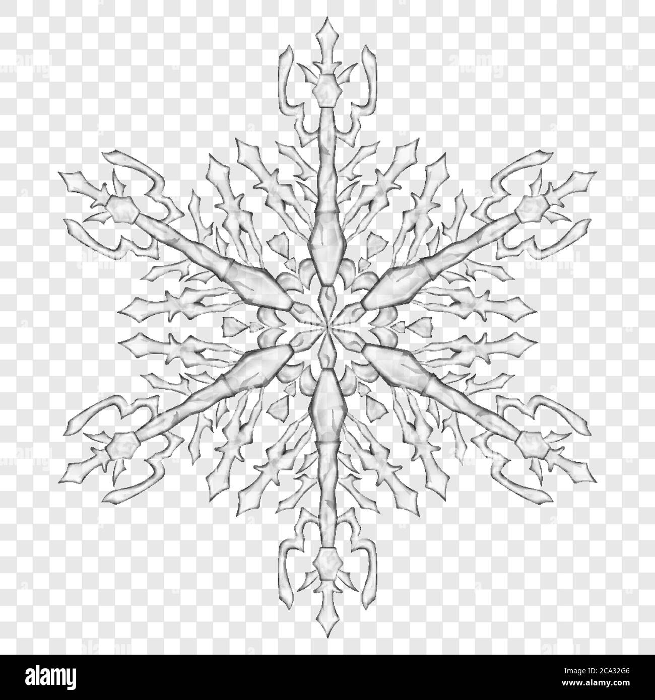 xpBig translucent Christmas snowflake in gray colors on transparent ...