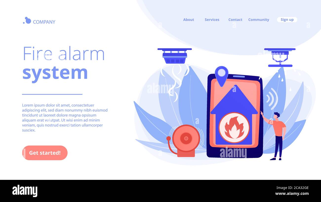 Fire alarm system concept landing page Stock Vector Image & Art - Alamy