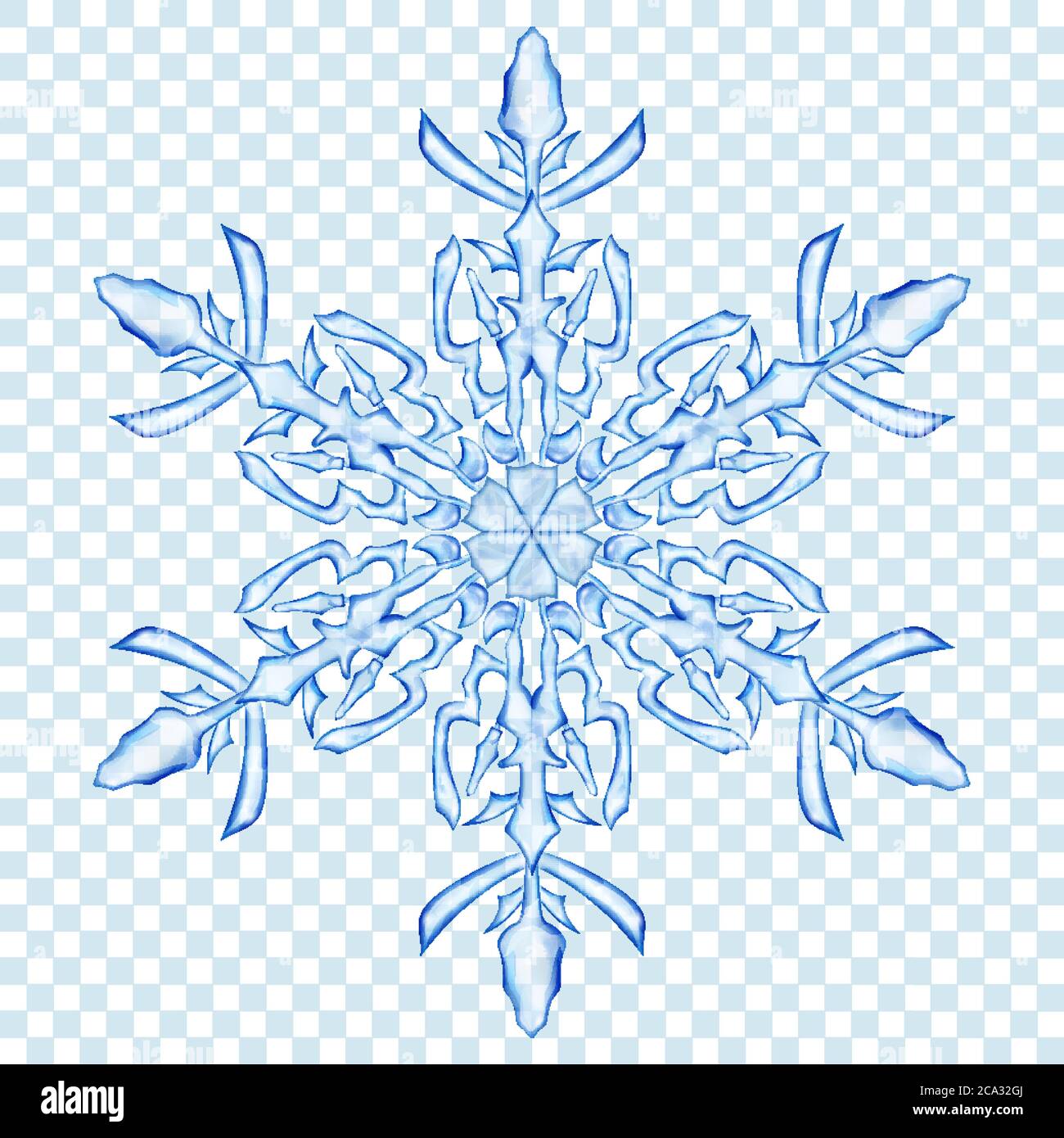 Big translucent Christmas snowflake in blue colors on transparent ...