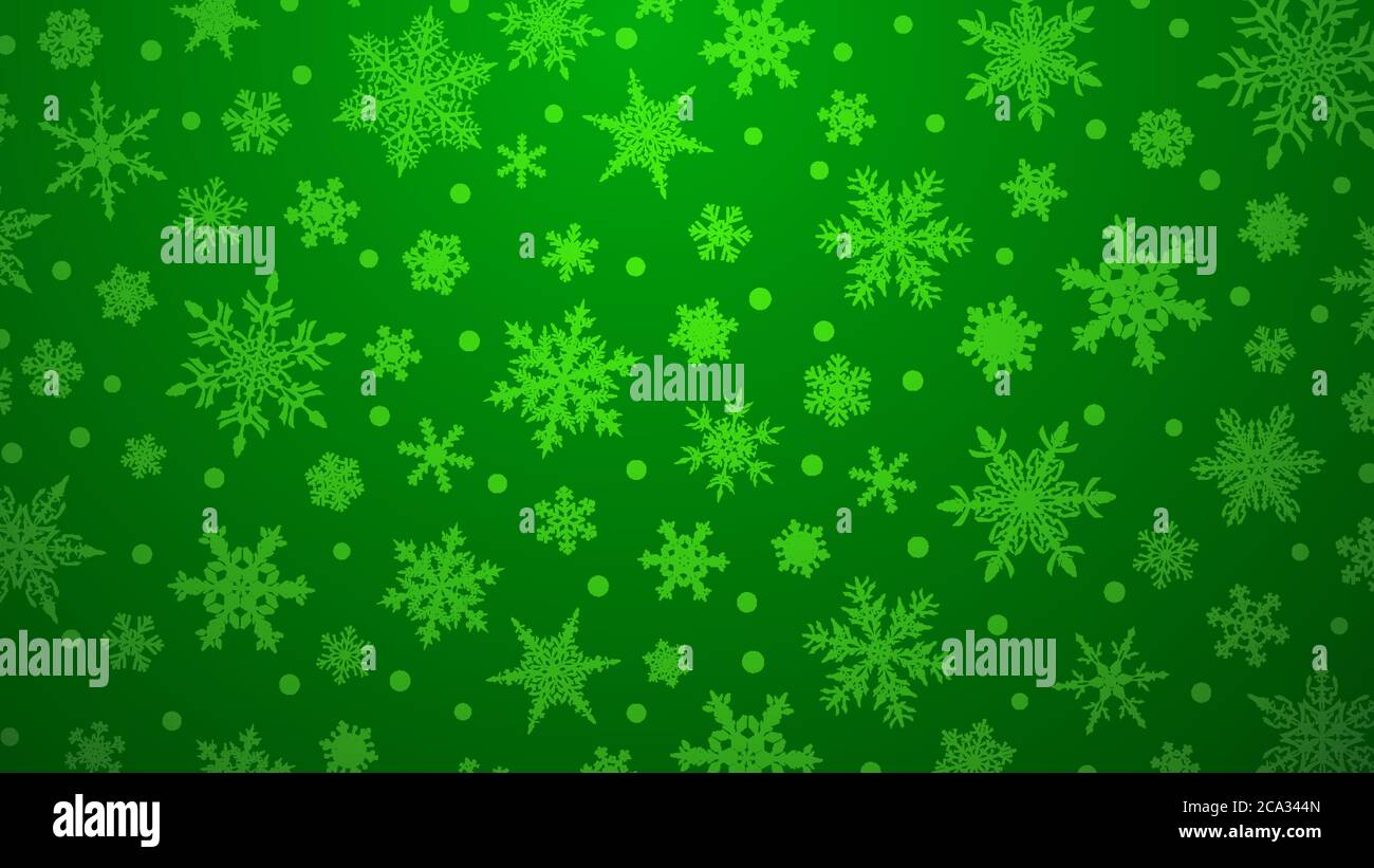 Christmas illustration with various small snowflakes on gradient ...