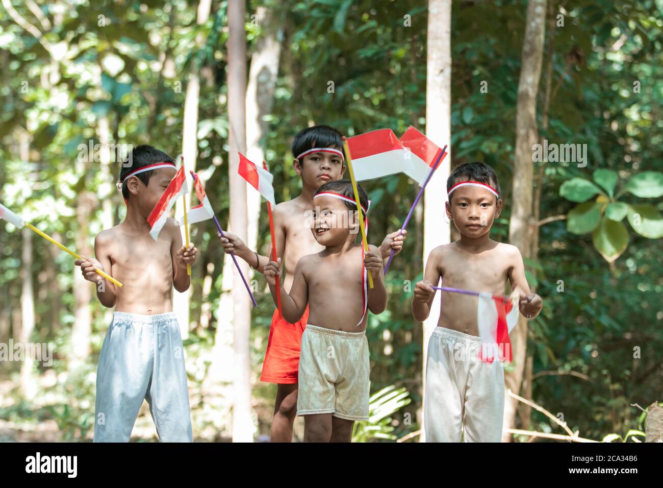 having fun group of kids standing without clothes when holding small ...