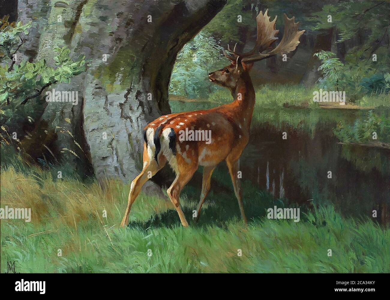 Mackeprang Adolph Henrik - Forest Scenery with Deer - Danish School ...