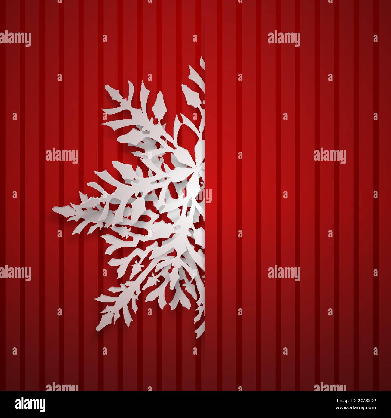 Christmas illustration with white big snowflakes which protrudes from ...