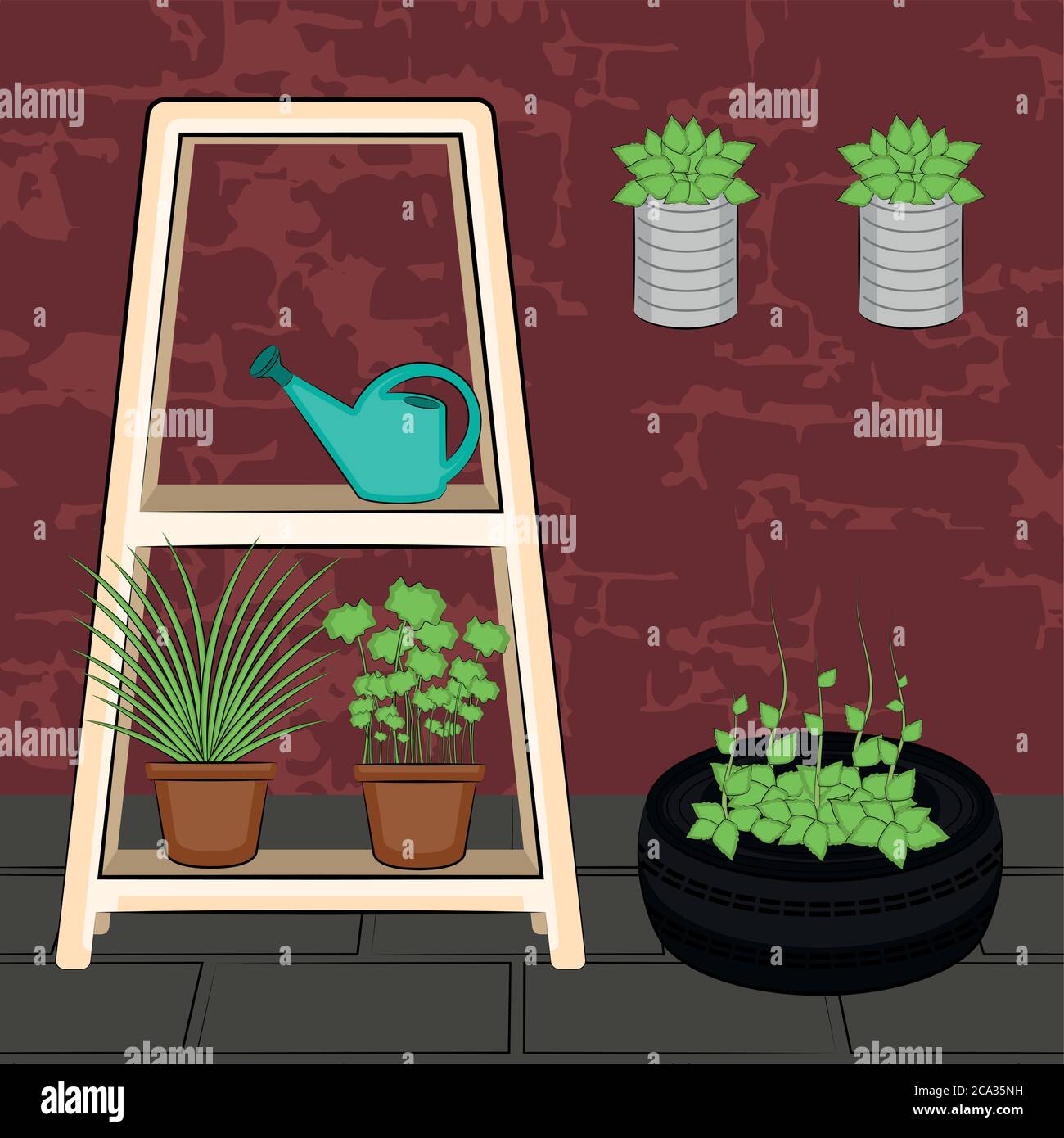 Urban farming. Urban gardening. Organic food and spices garden - Vector ...