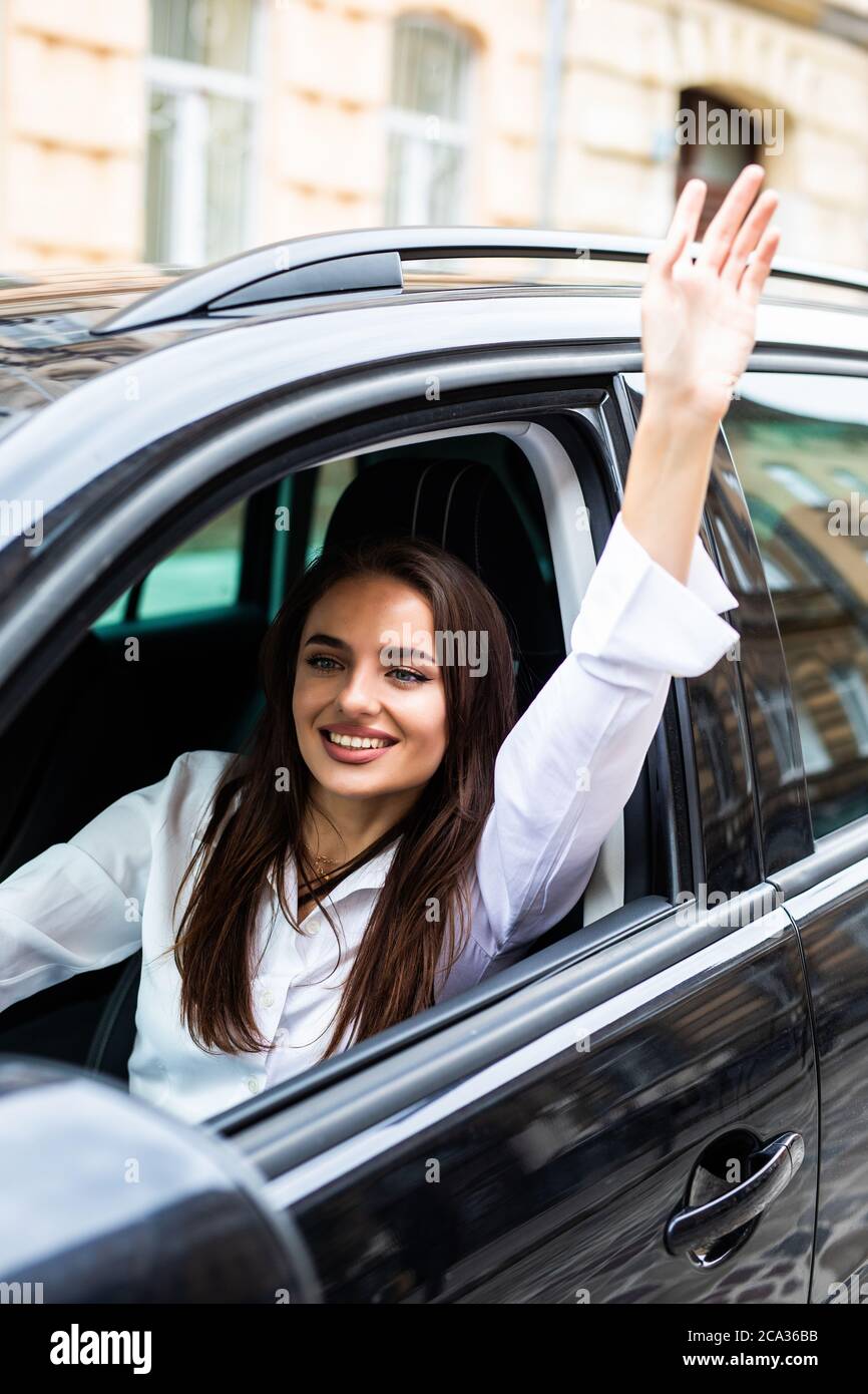 Girl driver inside car having fun hi-res stock photography and images ...