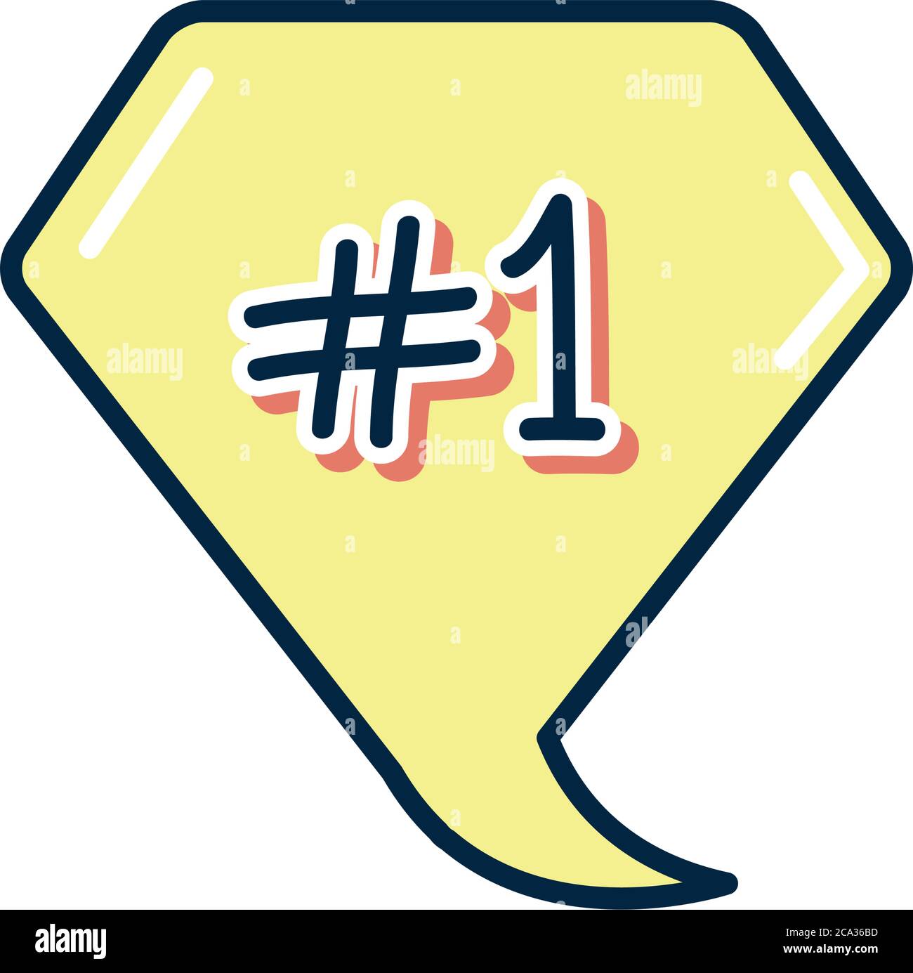 slang bubble concept, diamond speech bubble with number one symbol over ...