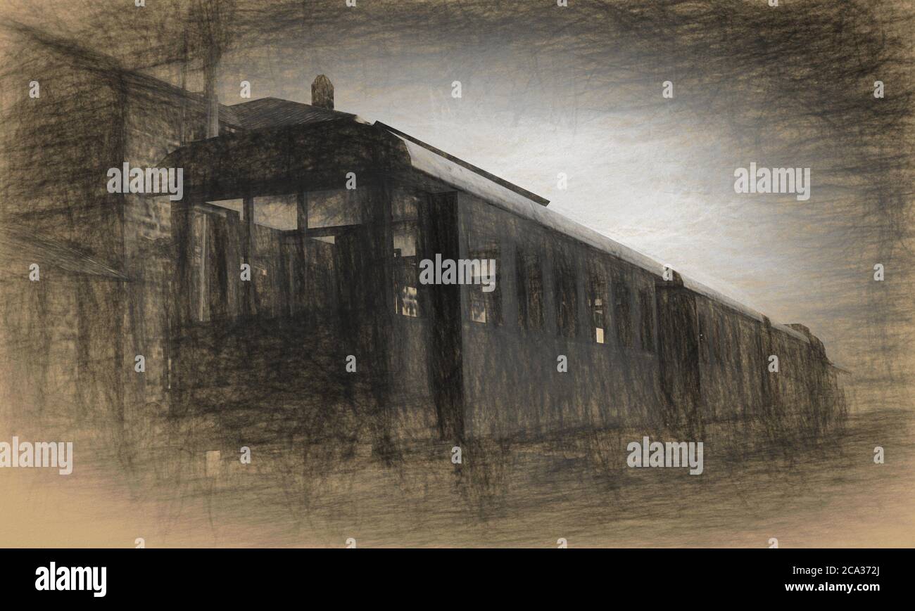 Perspective drawing train hi-res stock photography and images - Alamy
