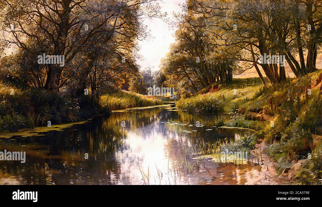 Monsted Peder Mork - a Winding Stream in Summer - Danish School - 19th and Early 20th Century ...