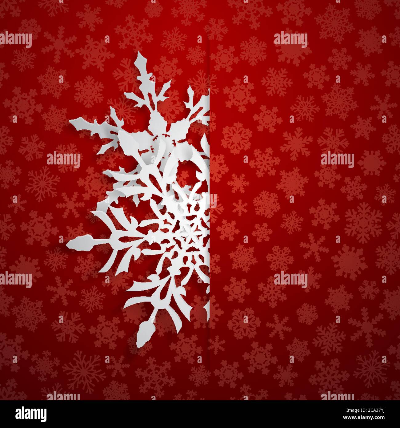 Christmas illustration with white big snowflakes which protrudes from ...