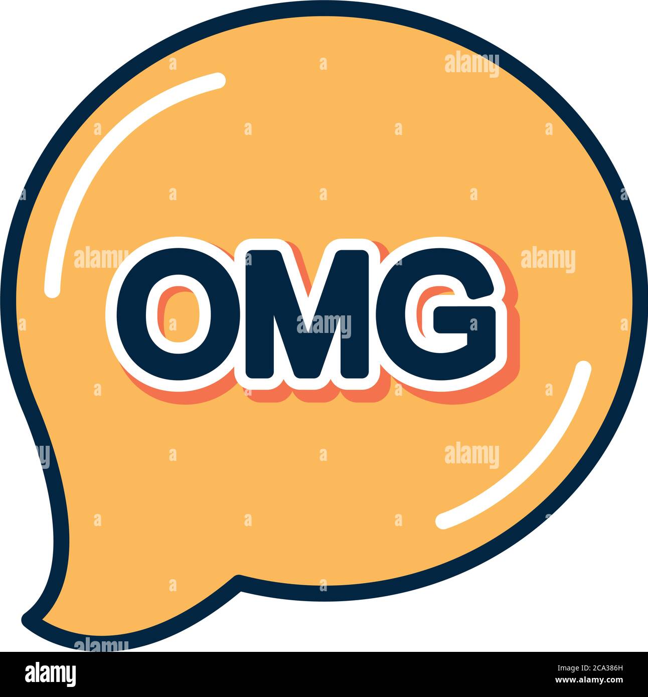 slang bubble concept, orange speech bubble with omg word icon over ...