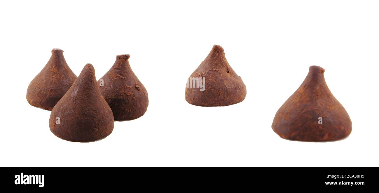 Cocoa Dusted Chocolate Truffles Isolated On White Background Stock ...