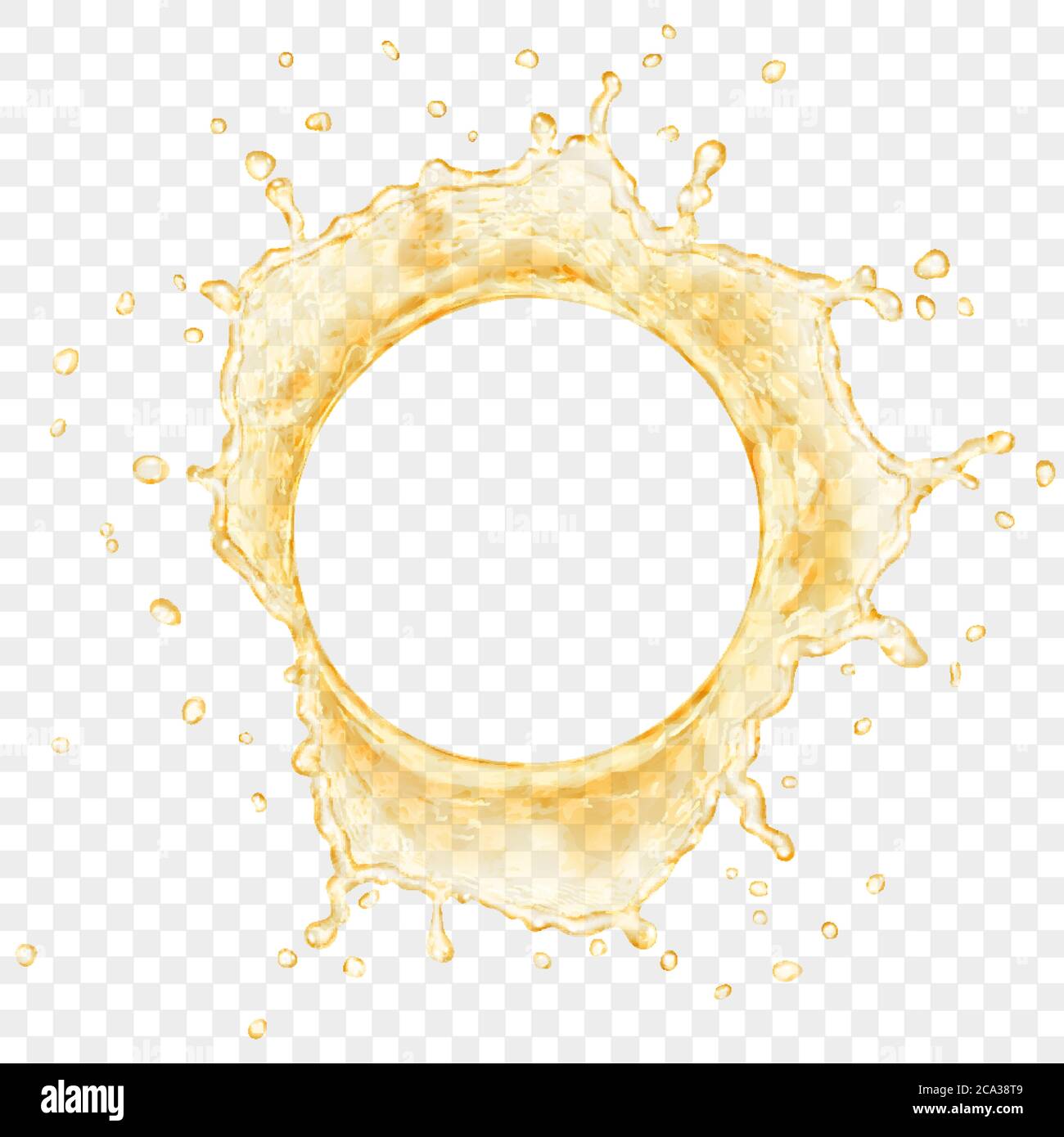 Top view of translucent water crown with drops in yellow colors ...