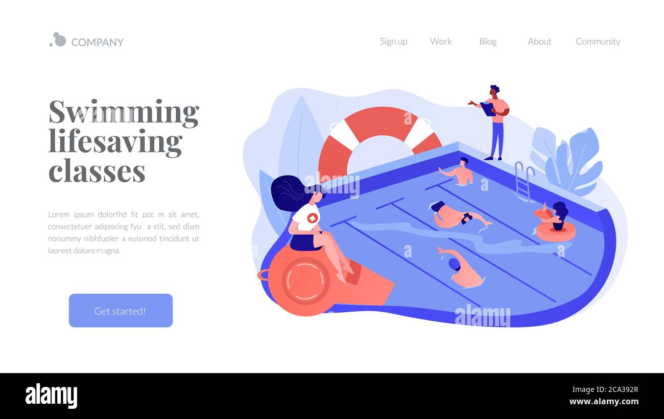 Swimming and lifesaving classes concept landing page Stock Vector Image ... Swimming and lifesaving classes concept landing page Stock Vector Image ...