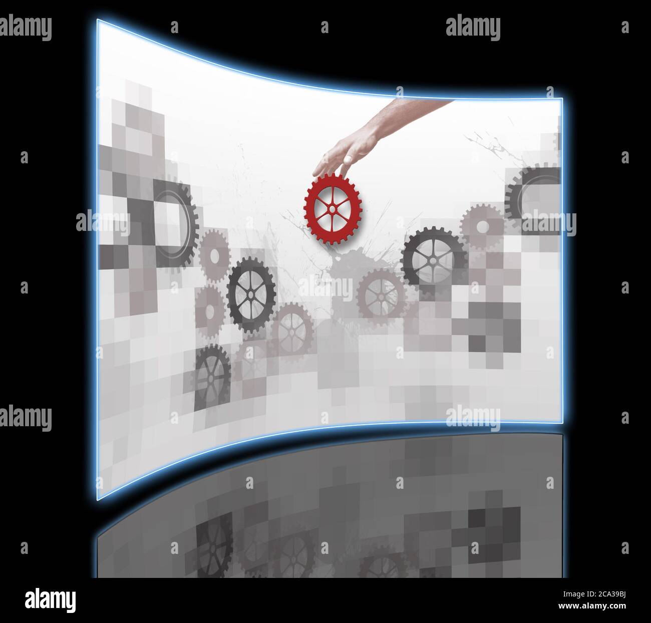 Red gears image hi-res stock photography and images - Alamy