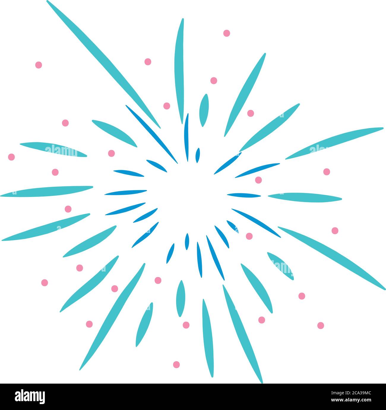 burst of fireworks with striped and dots over white background, flat ...