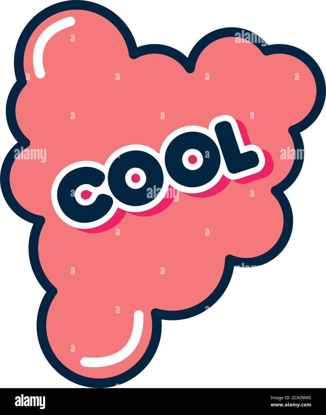 slang bubble concept, red cloud with cool word over white background ...