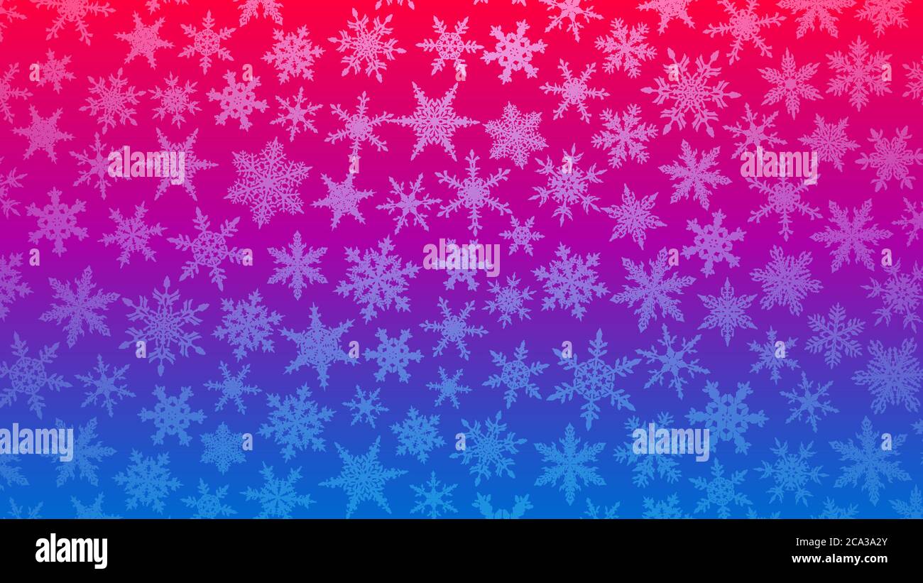 Christmas illustration with various small snowflakes on gradient ...