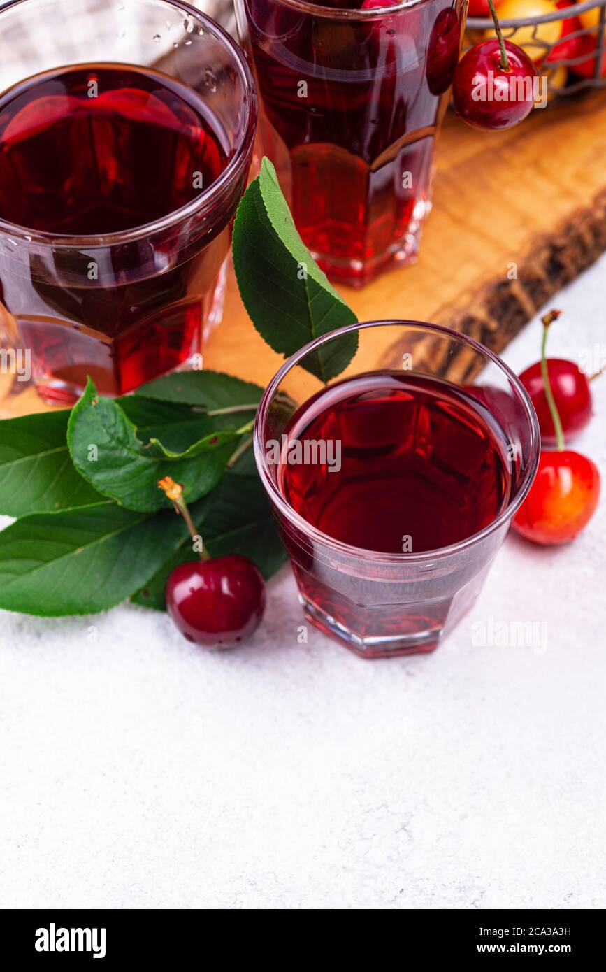 Fresh cherry juice. Summer drink Stock Photo - Alamy