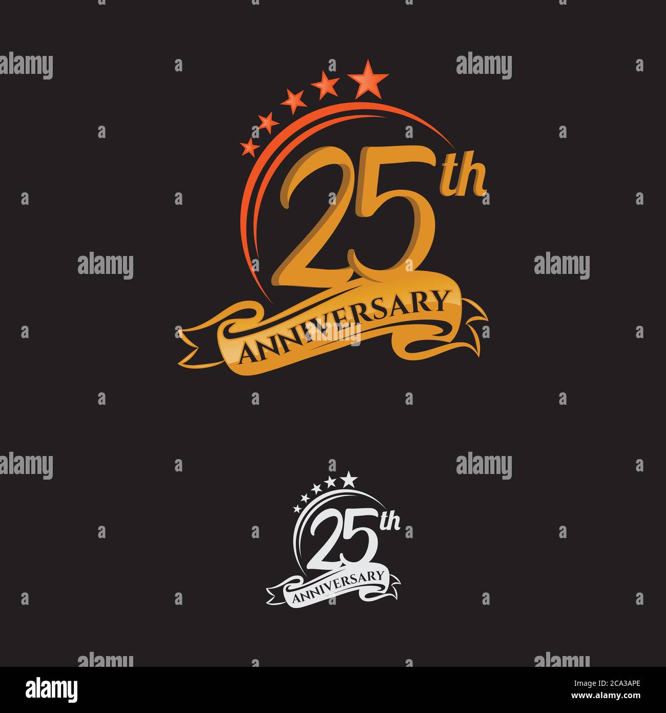 25 years anniversary celebration design with thin number shape golden ...