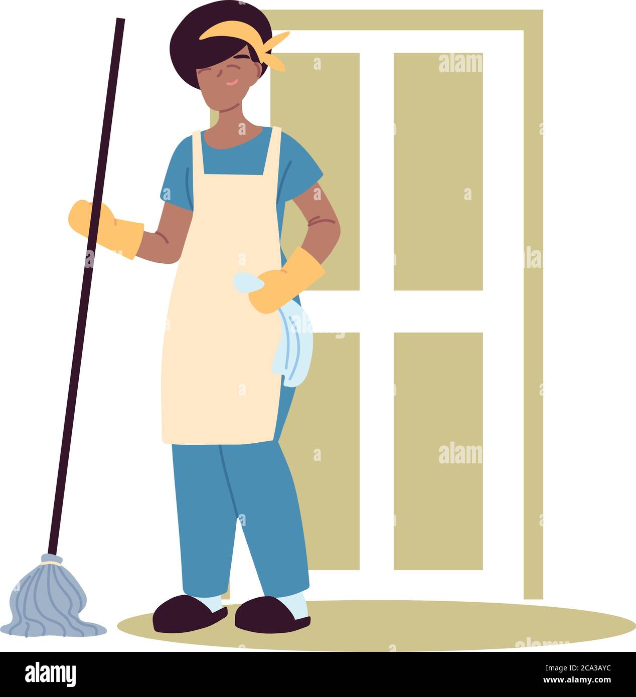 housekeeping woman doing house cleaning work vector illustration design ...
