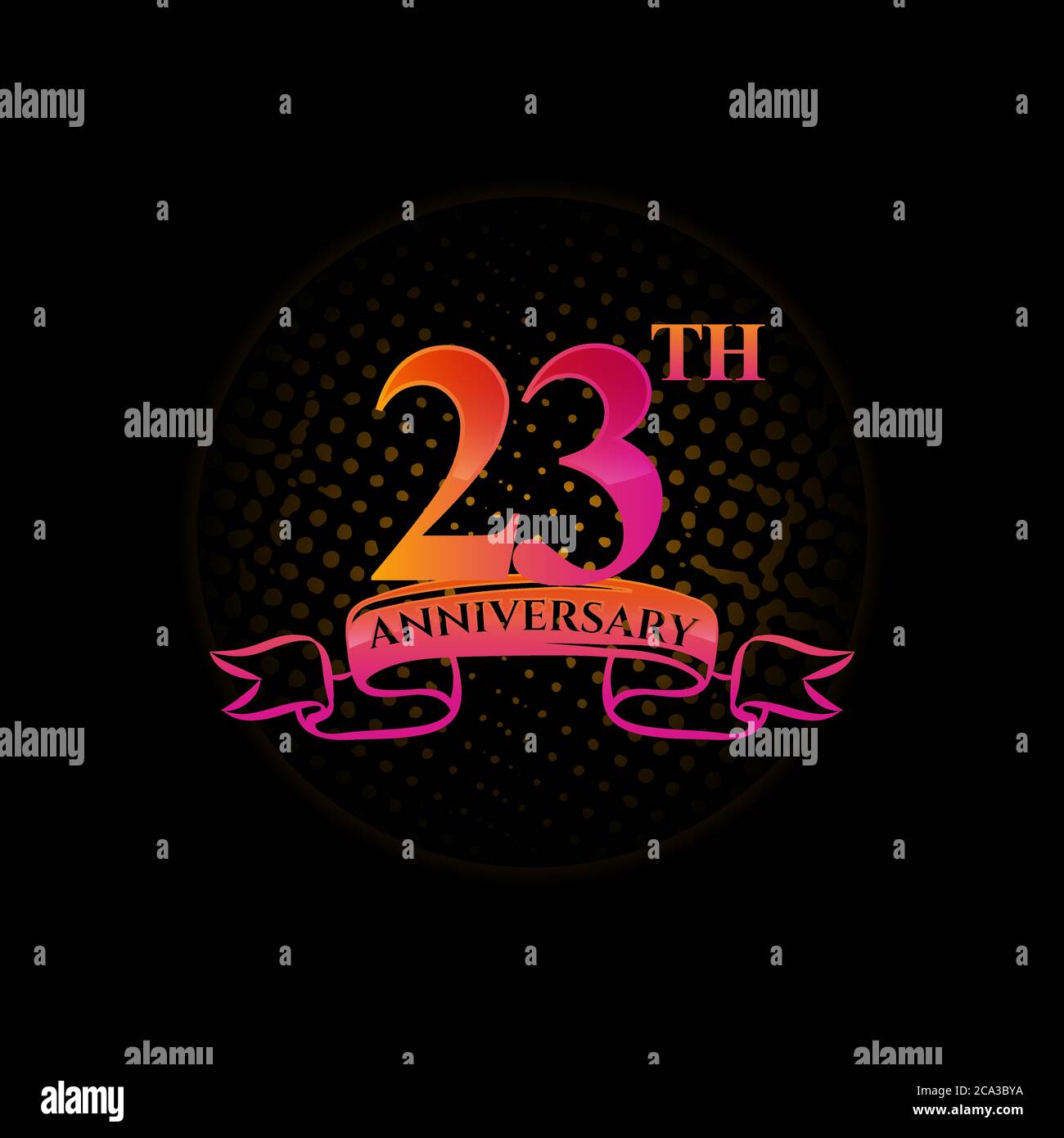 Celebrating the 23th anniversary logo, with gold rings and gradation ...