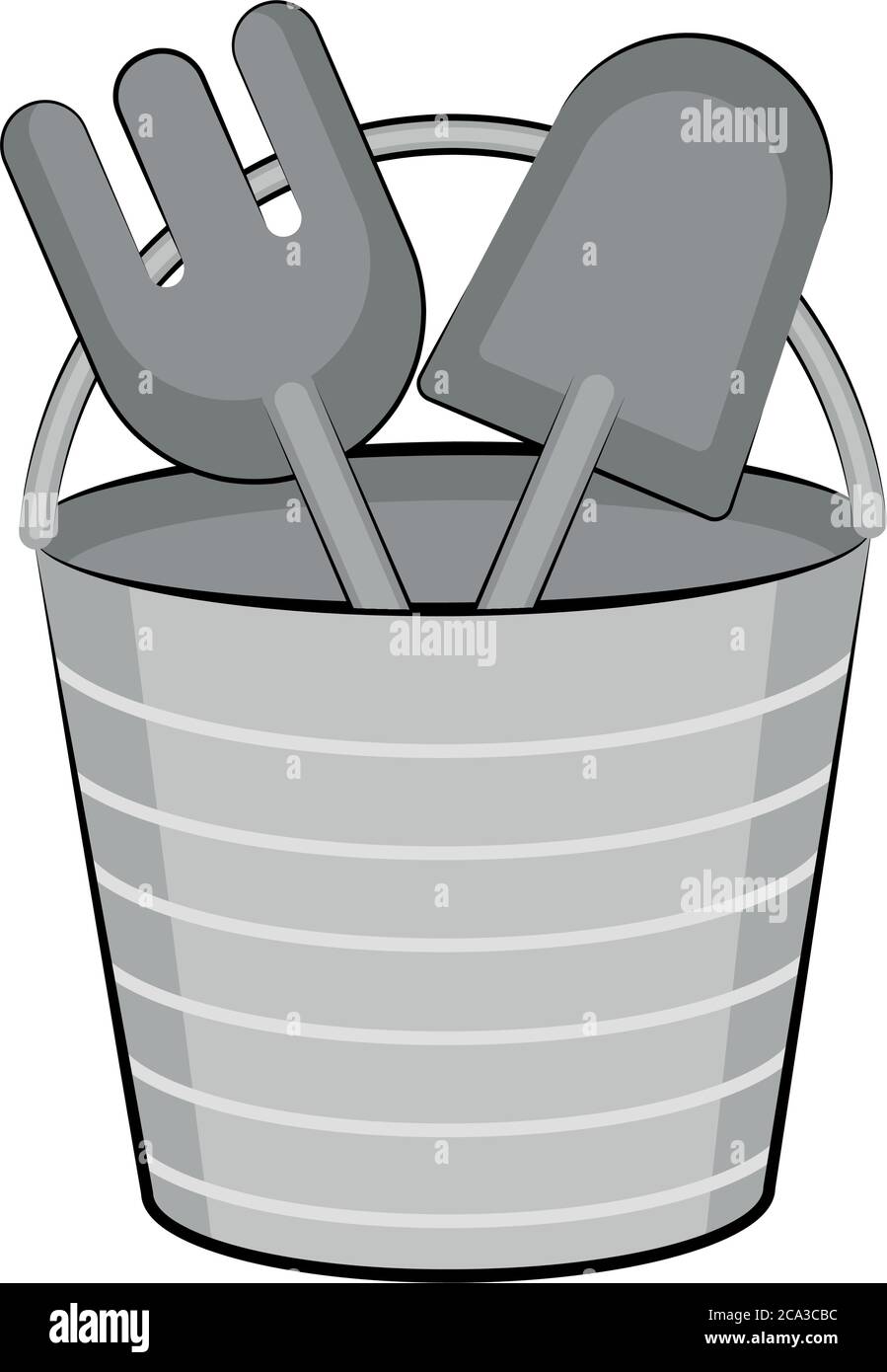 Bucket, shovel and rake icons. Garden tools icon - Vector Stock Vector ...