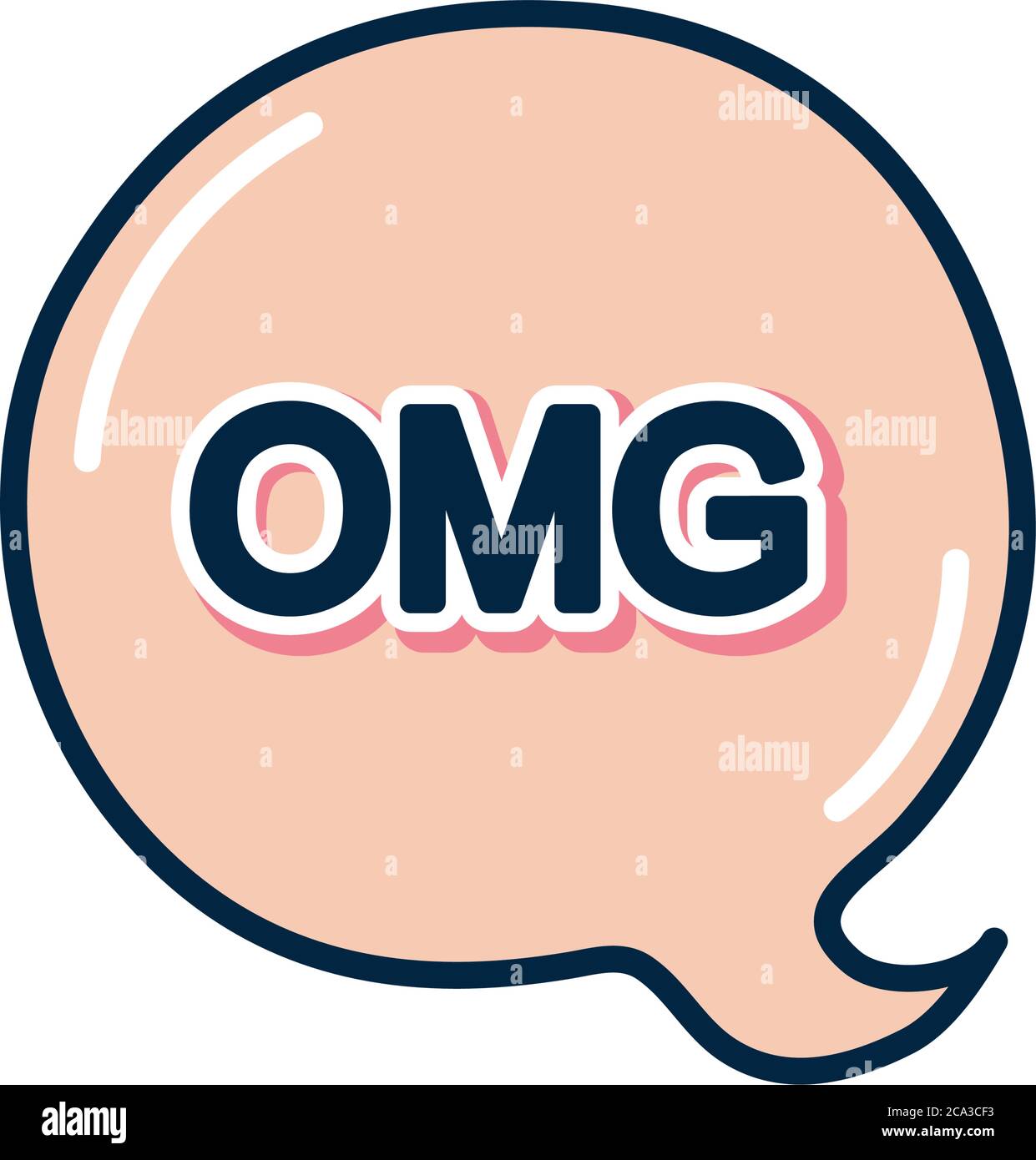 slang bubbles concept, speech round bubble with omg word over white ...