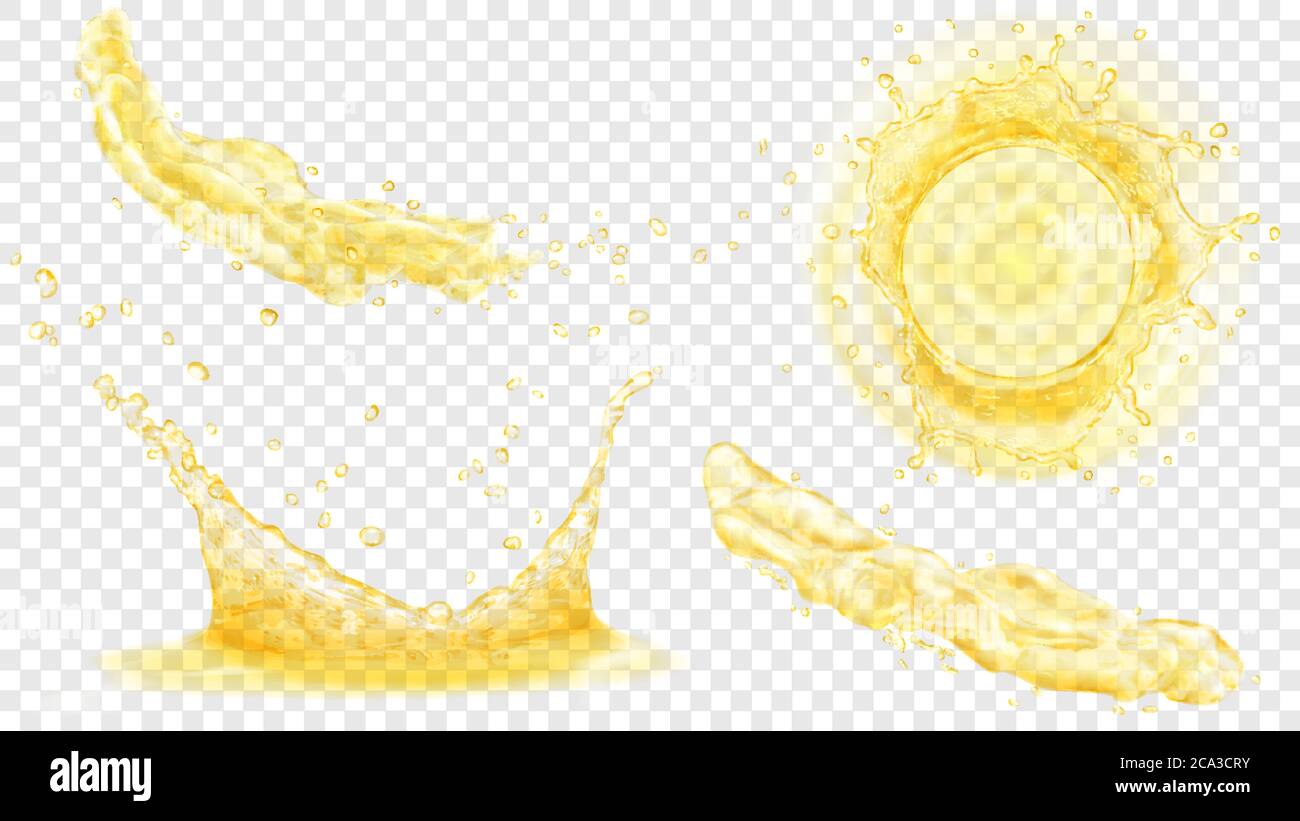 Top view and side view of translucent water crowns with drops and two ...