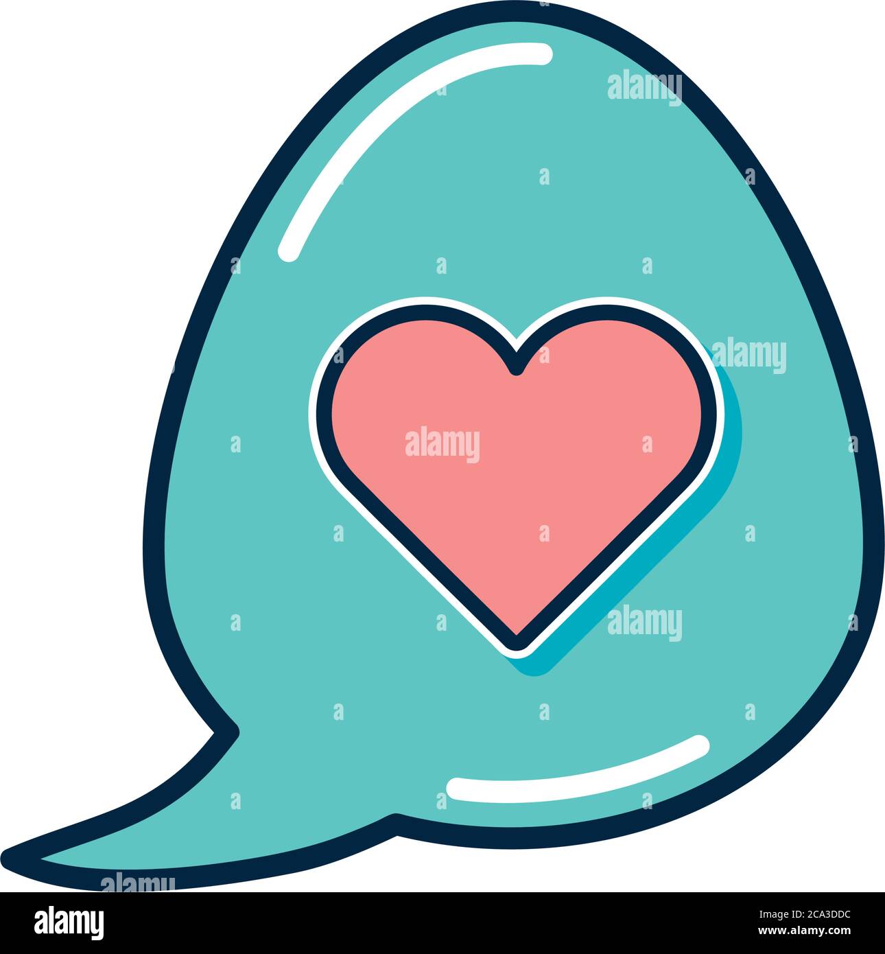 slang bubbles concept, speech bubble with heart icon over white ...