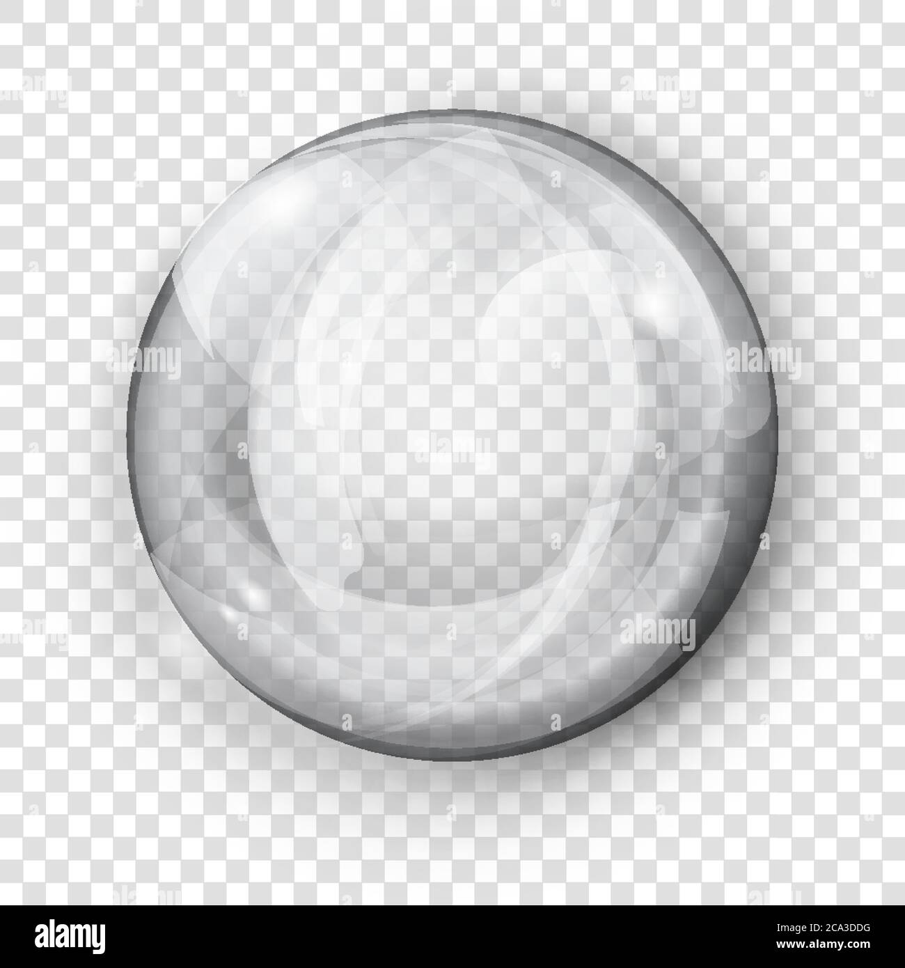 Big translucent gray sphere with glares and shadow on transparent ...
