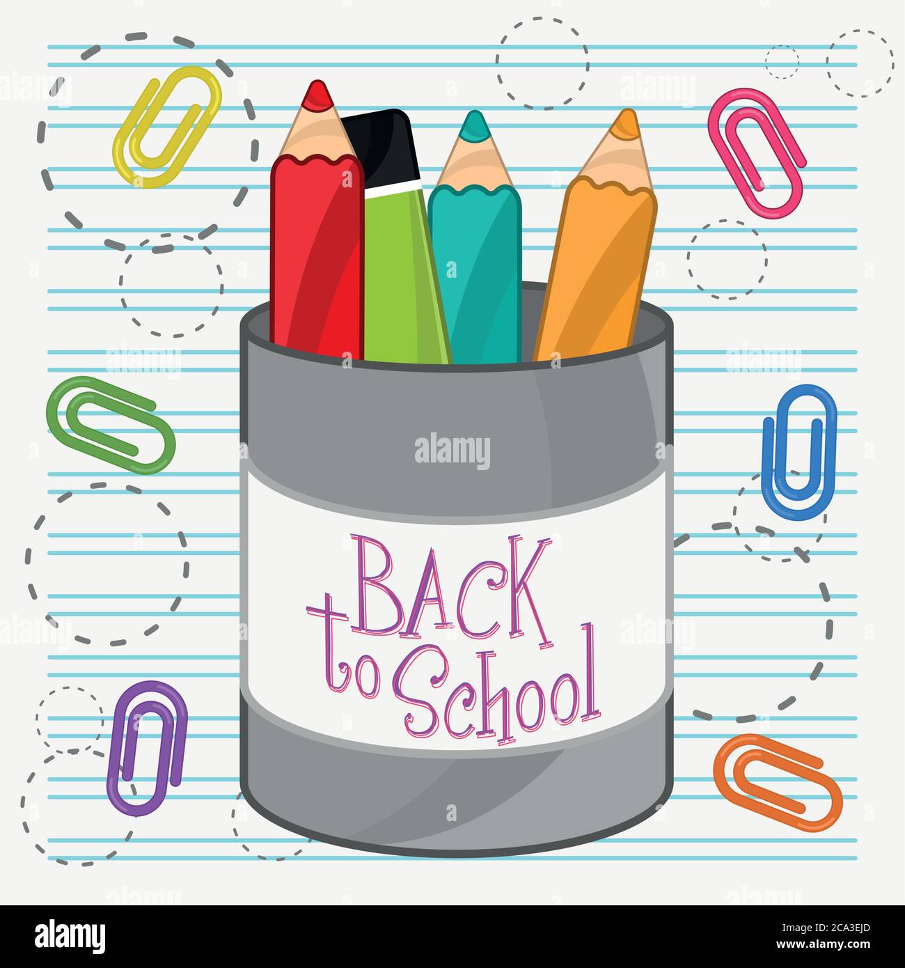 Back to school poster. Colors in a pencil holder - Vector Stock Vector ...