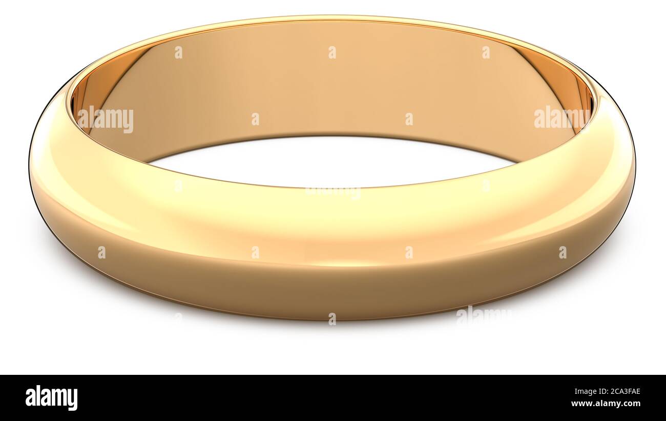 3d rendering illustration of One gold wedding ring isolated on white ...