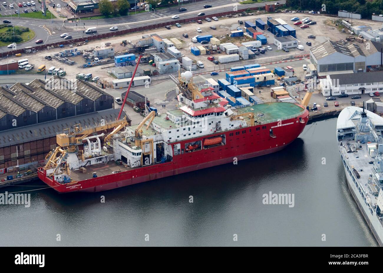 The new Antarctic survey ship RRS Sir David Attenborough at Cammell ...
